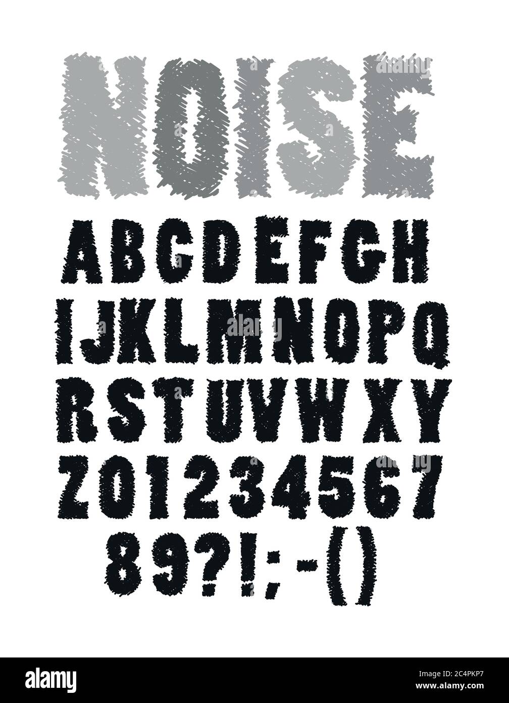 Stylized Rough and Noisy handwritten vector font Stock Vector Image ...