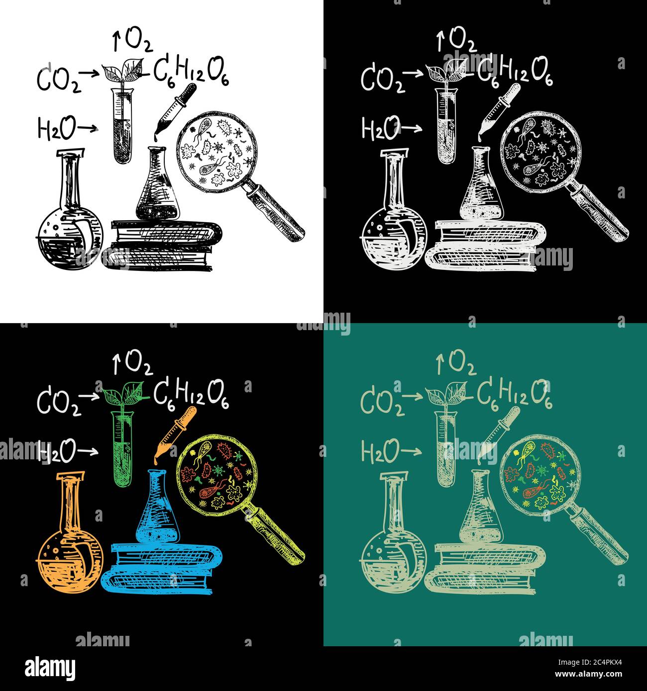 Hand-drawn educational and laboratory science equipment mini set Stock ...