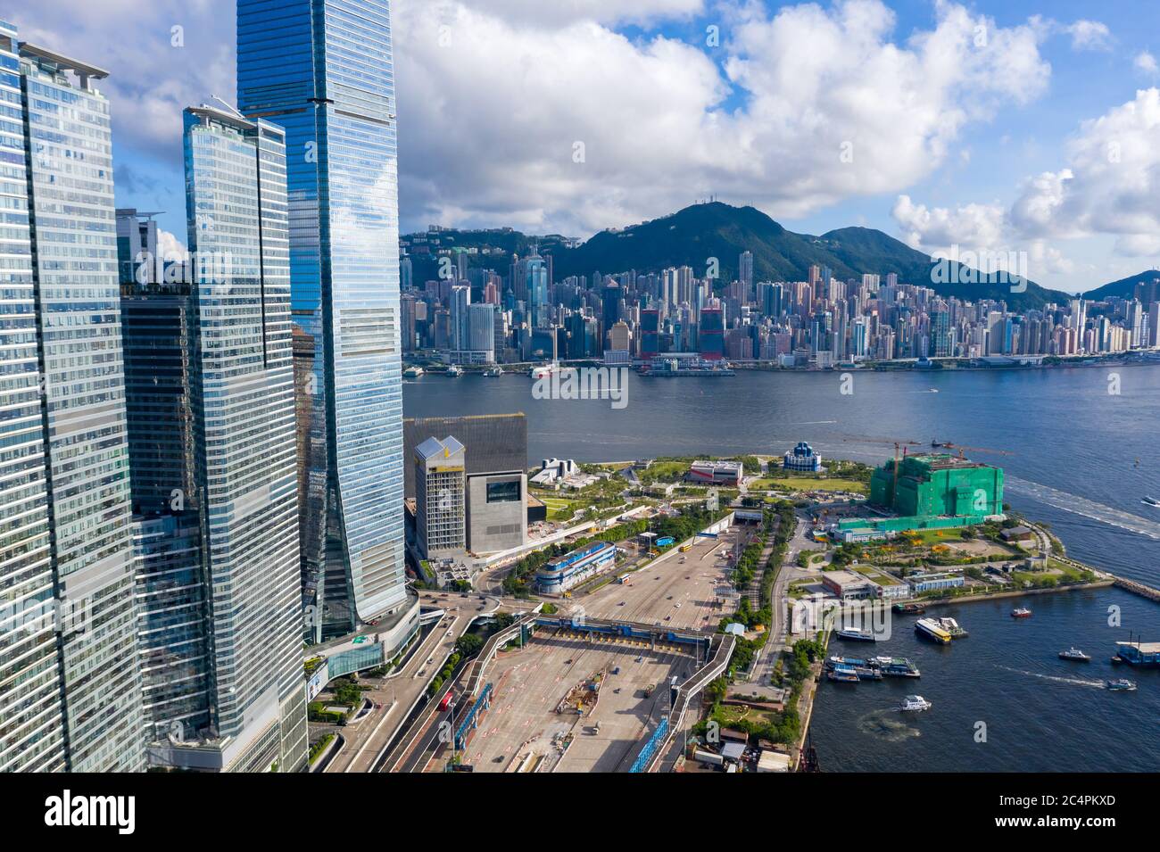 Aerial panoramic view of Western Kowloon, Hong Kong Stock Photo - Alamy