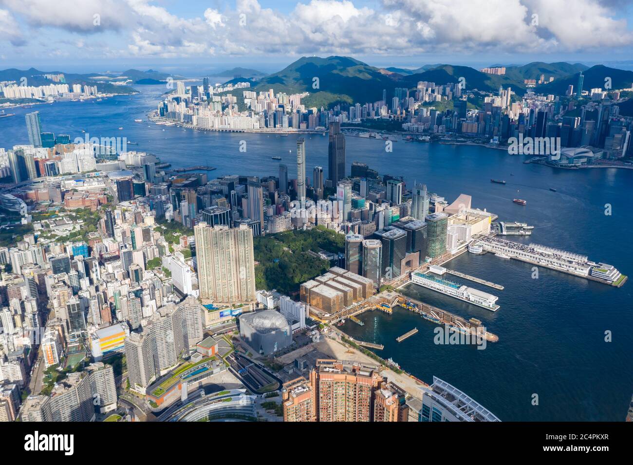 Aerial panoramic view of Western Kowloon, Hong Kong Stock Photo - Alamy