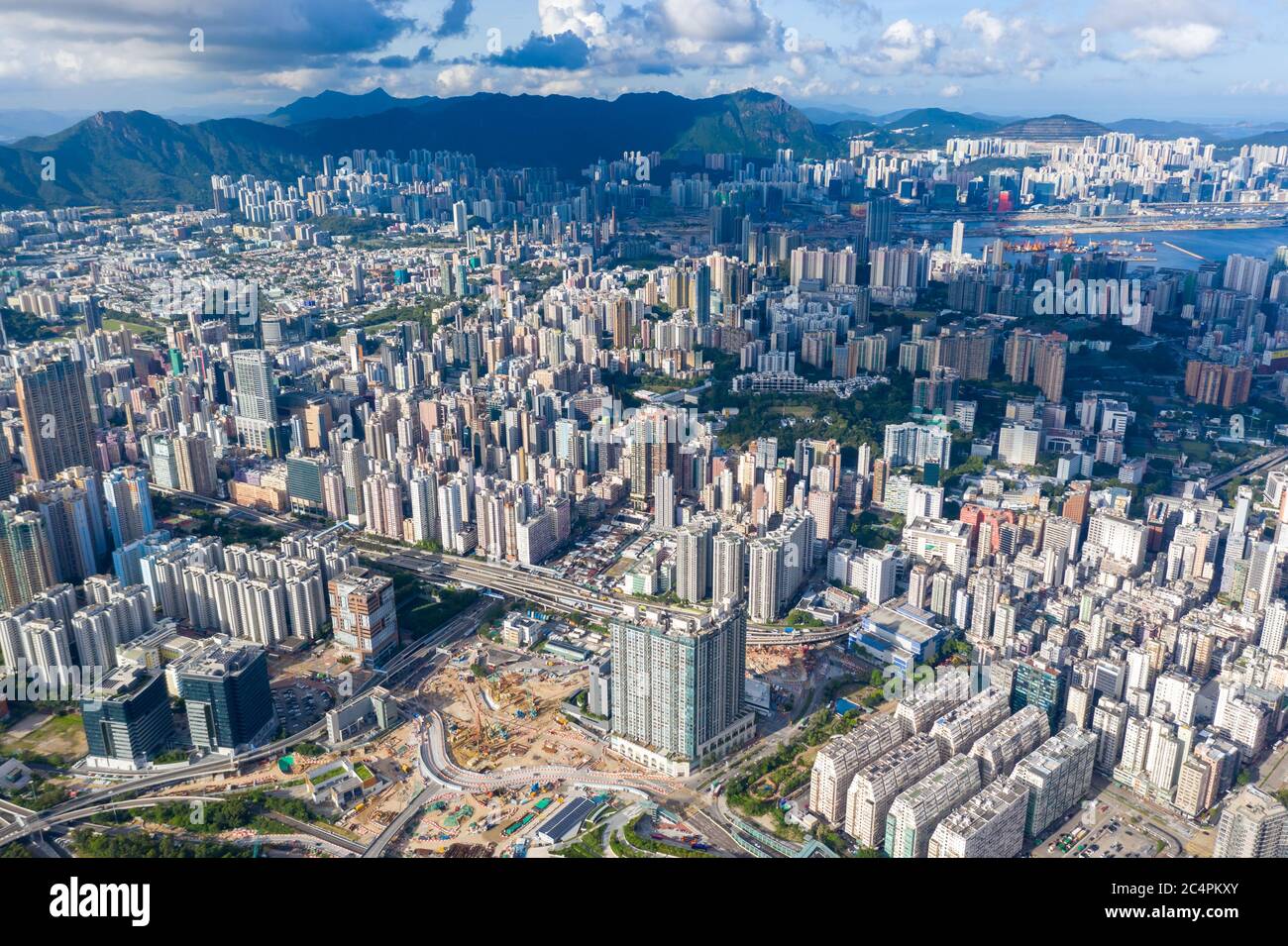 Aerial panoramic view of Western Kowloon, Hong Kong Stock Photo - Alamy