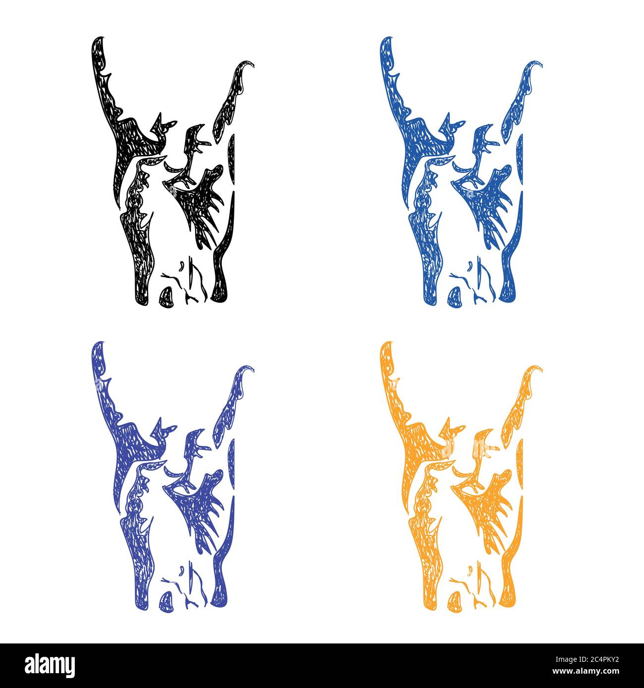 Vector hand drawn illustration on the theme of cool gestures, rock ...