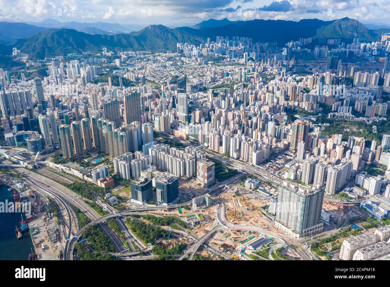 Aerial panoramic view of Western Kowloon, Hong Kong Stock Photo - Alamy