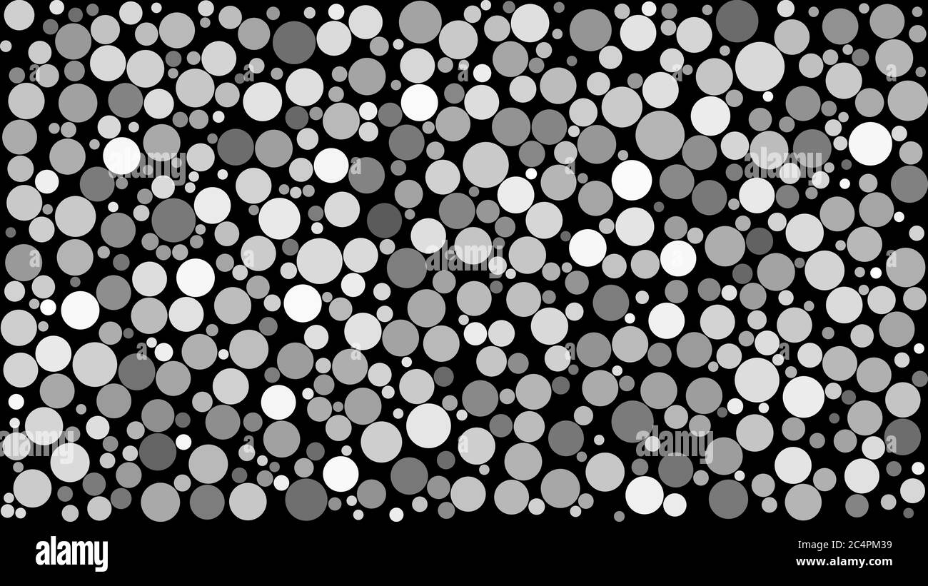 Abstract background of circles of different sizes in shades of gray ...