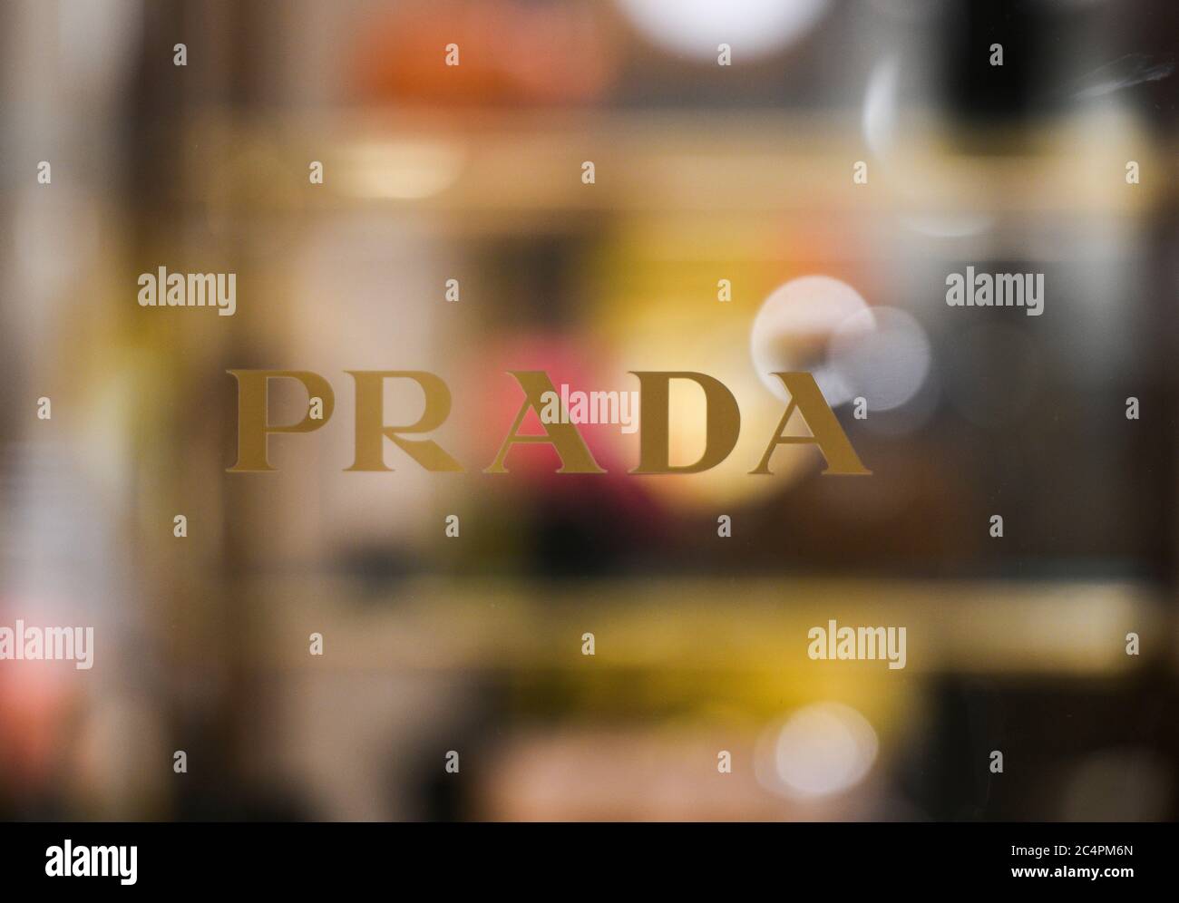 Milan, Italy - January 13, 2020: Prada logo on a showcase window Stock ...