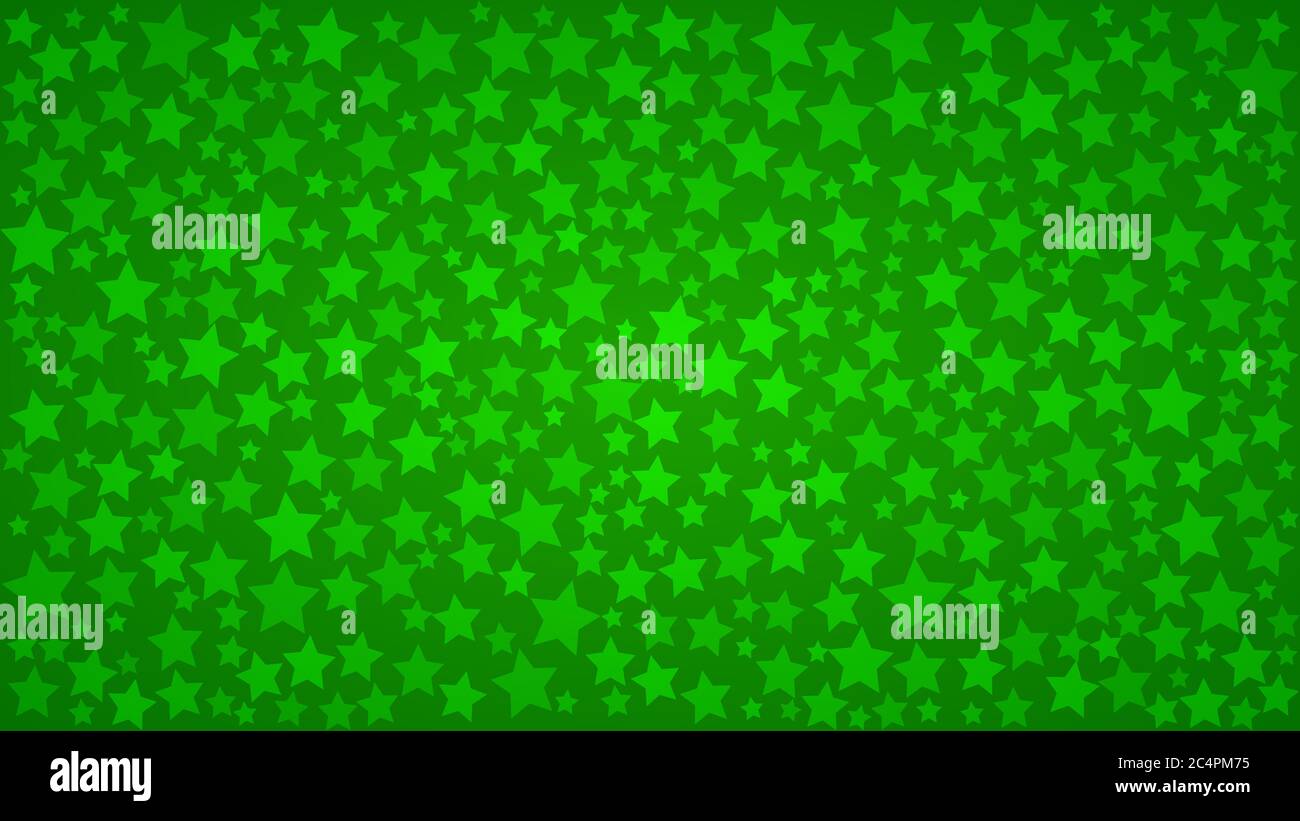 Abstract background of stars of different sizes in green colors Stock ...