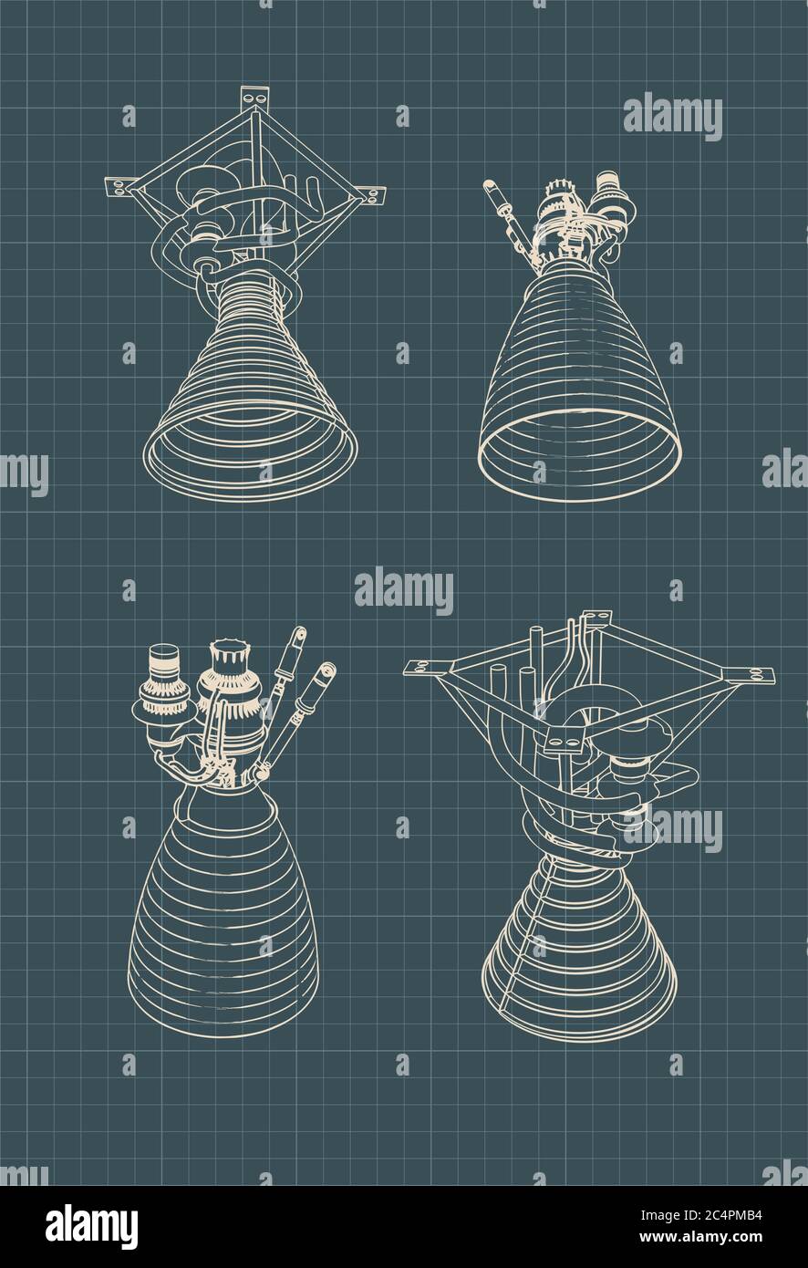 Stylized vector illustration drawings of rocket engines Stock Vector ...