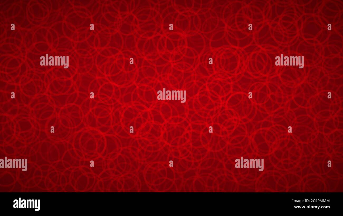 Abstract background of randomly arranged contours of circles in red ...