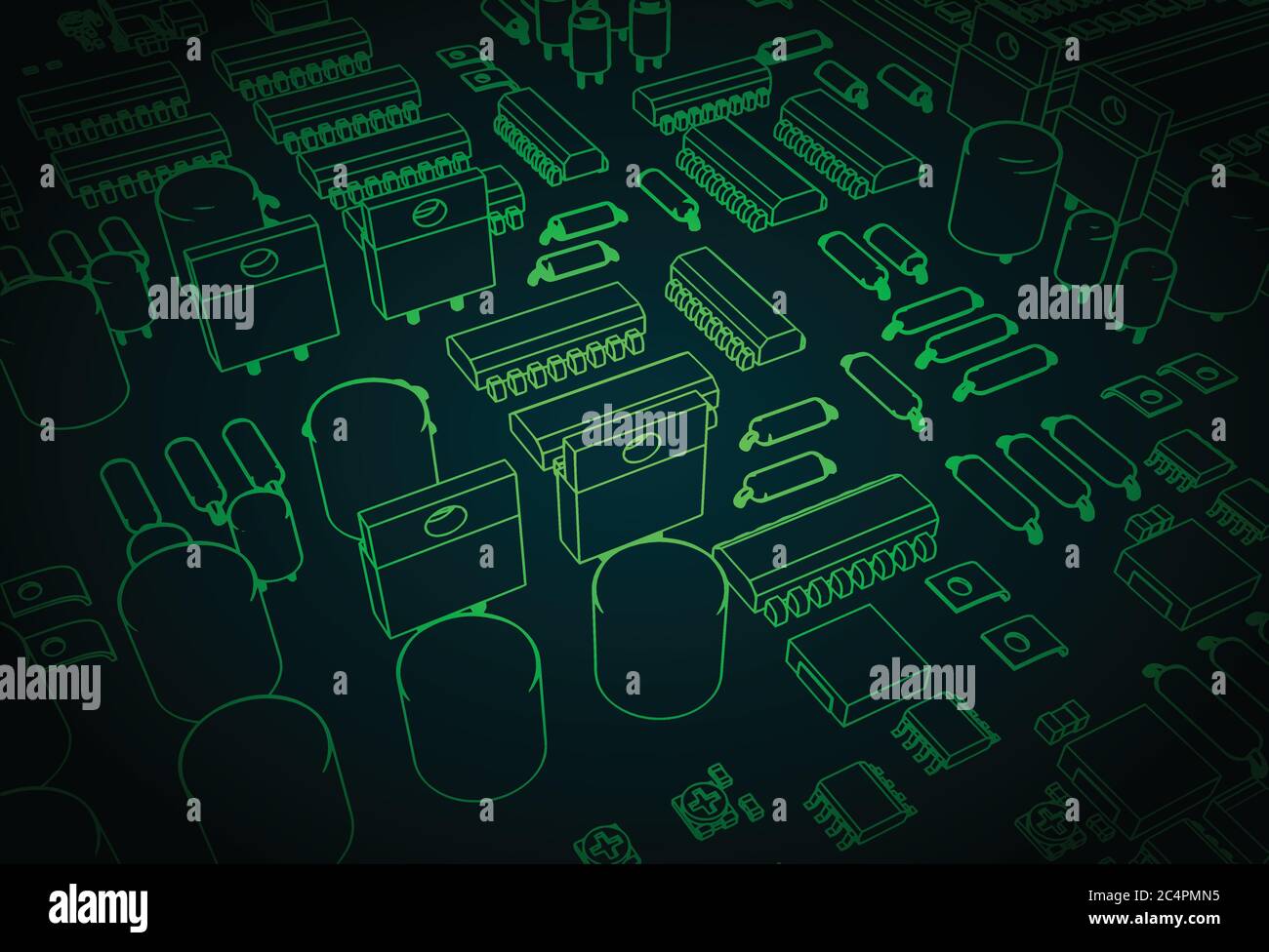 Stylized vector illustration of a printed circuit board with ...