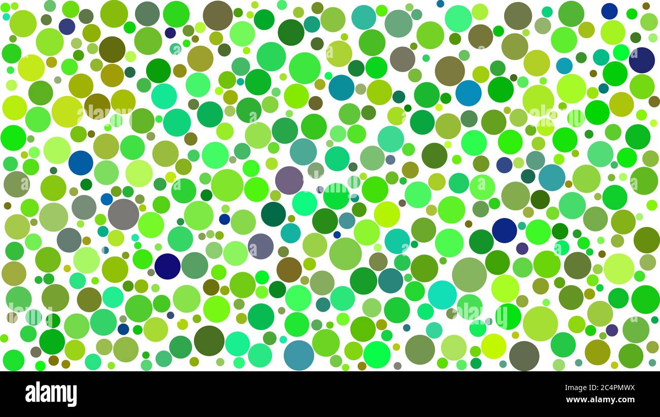 Abstract background of circles of different sizes in shades of green ...