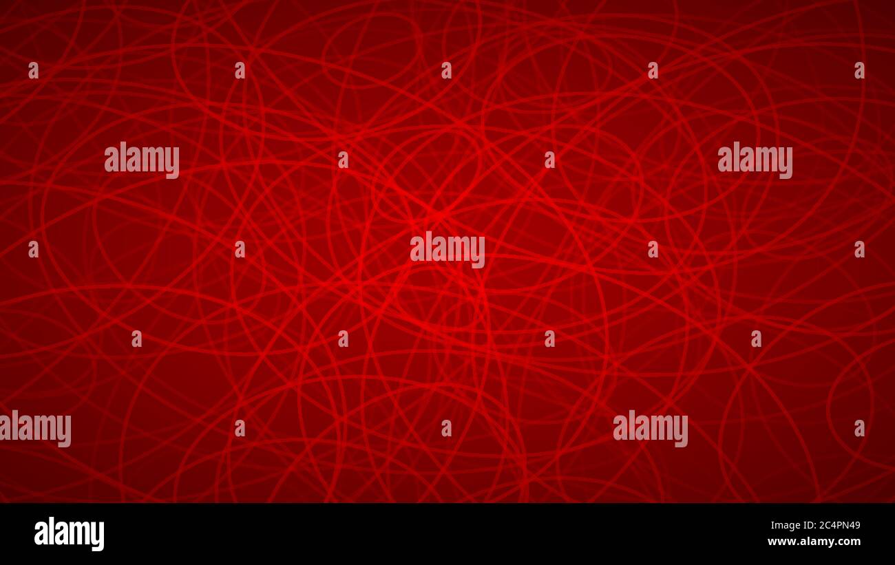 Abstract background of randomly arranged contours of elipses in red ...