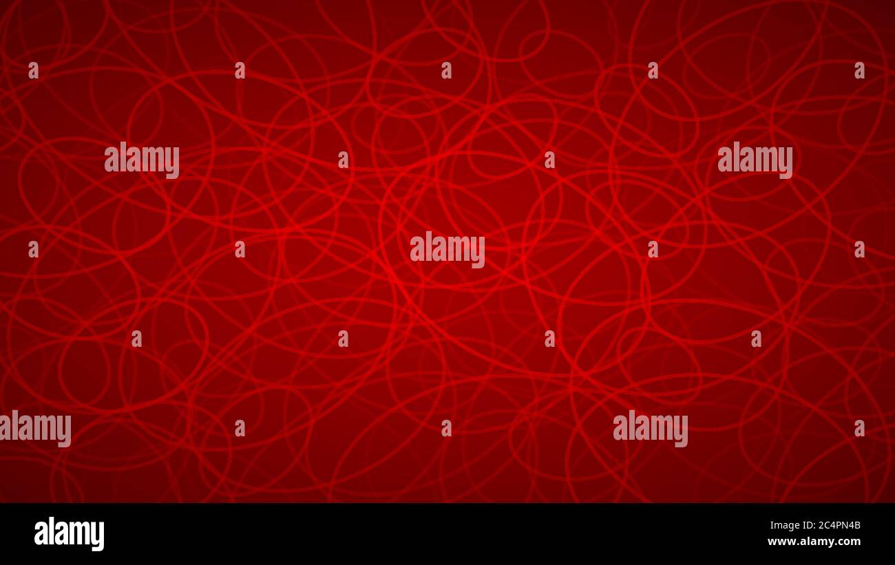 Abstract background of randomly arranged contours of elipses in red ...