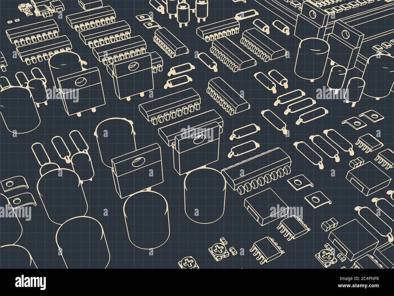 Stylized vector illustration of a printed circuit board with ...