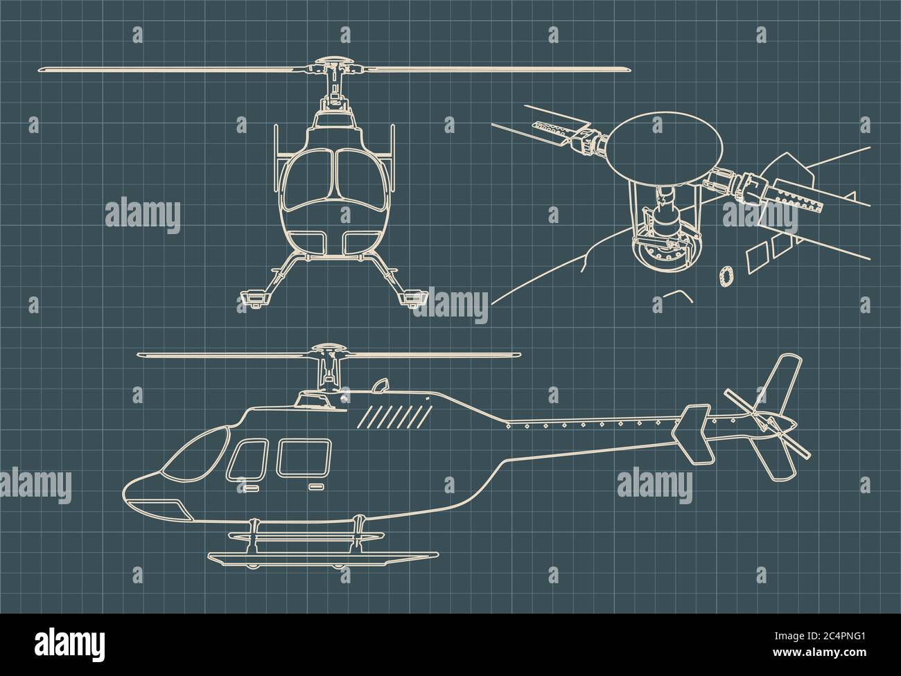 Stylized vector illustration of drawings of a civilian helicopter Stock ...