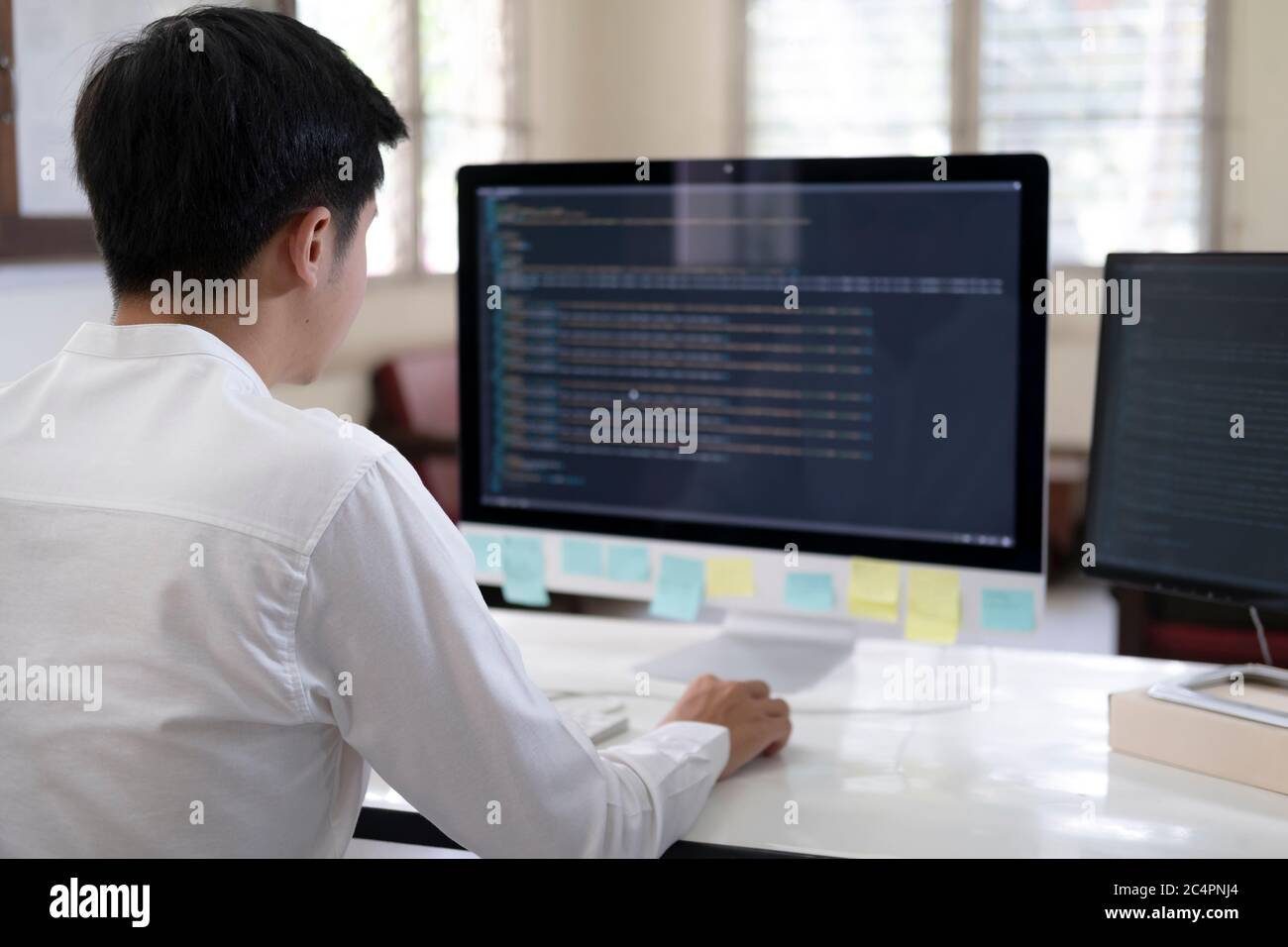 Programmer Is Coding And Programming Software Software Developer Typing Data Code Working On