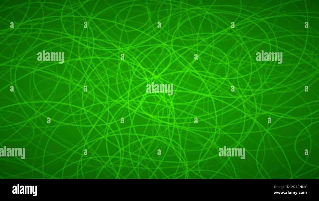 Abstract background of randomly arranged contours of elipses in green ...