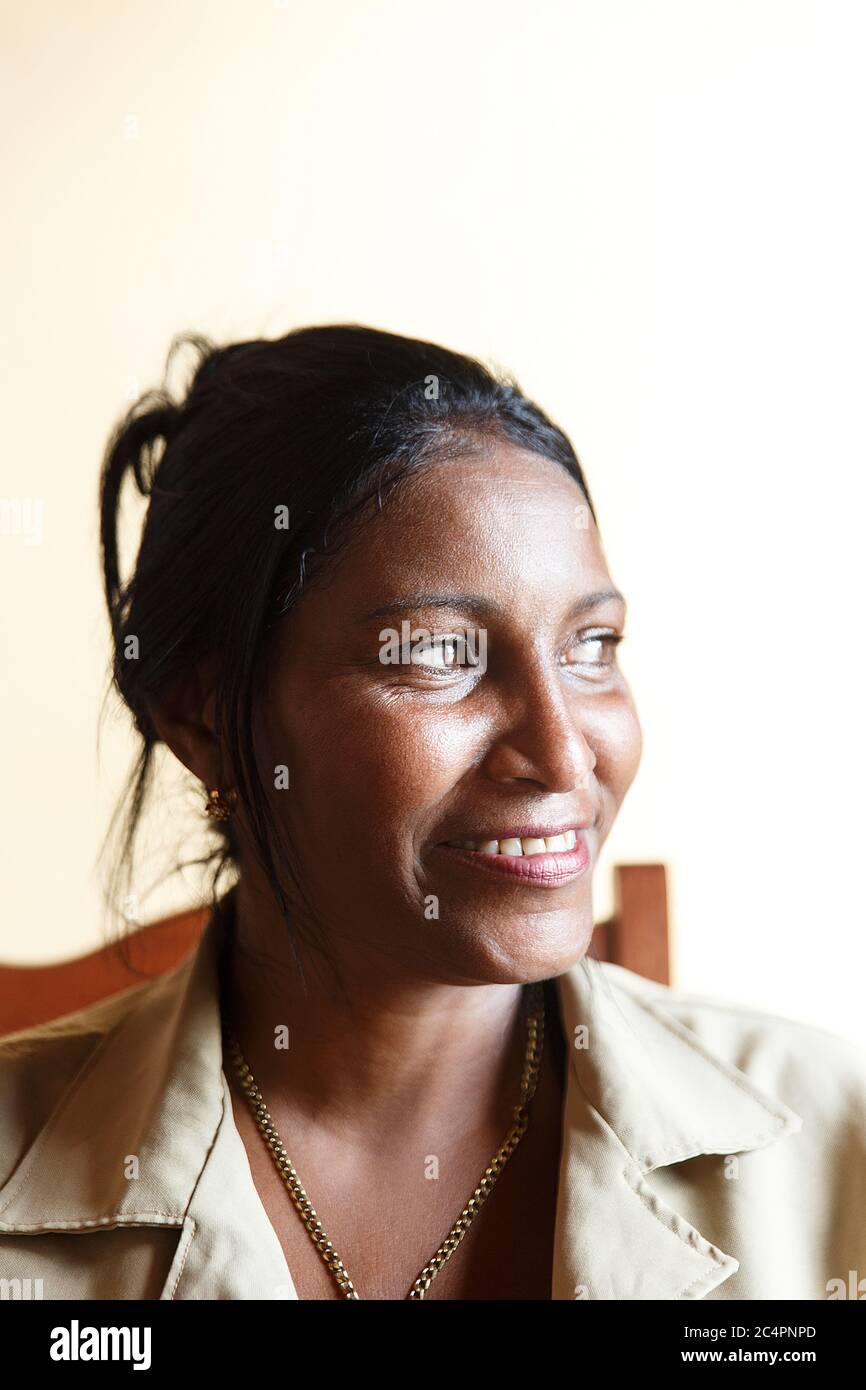 Cuban lady working as a museum receptionist, Cuba Stock Photo - Alamy