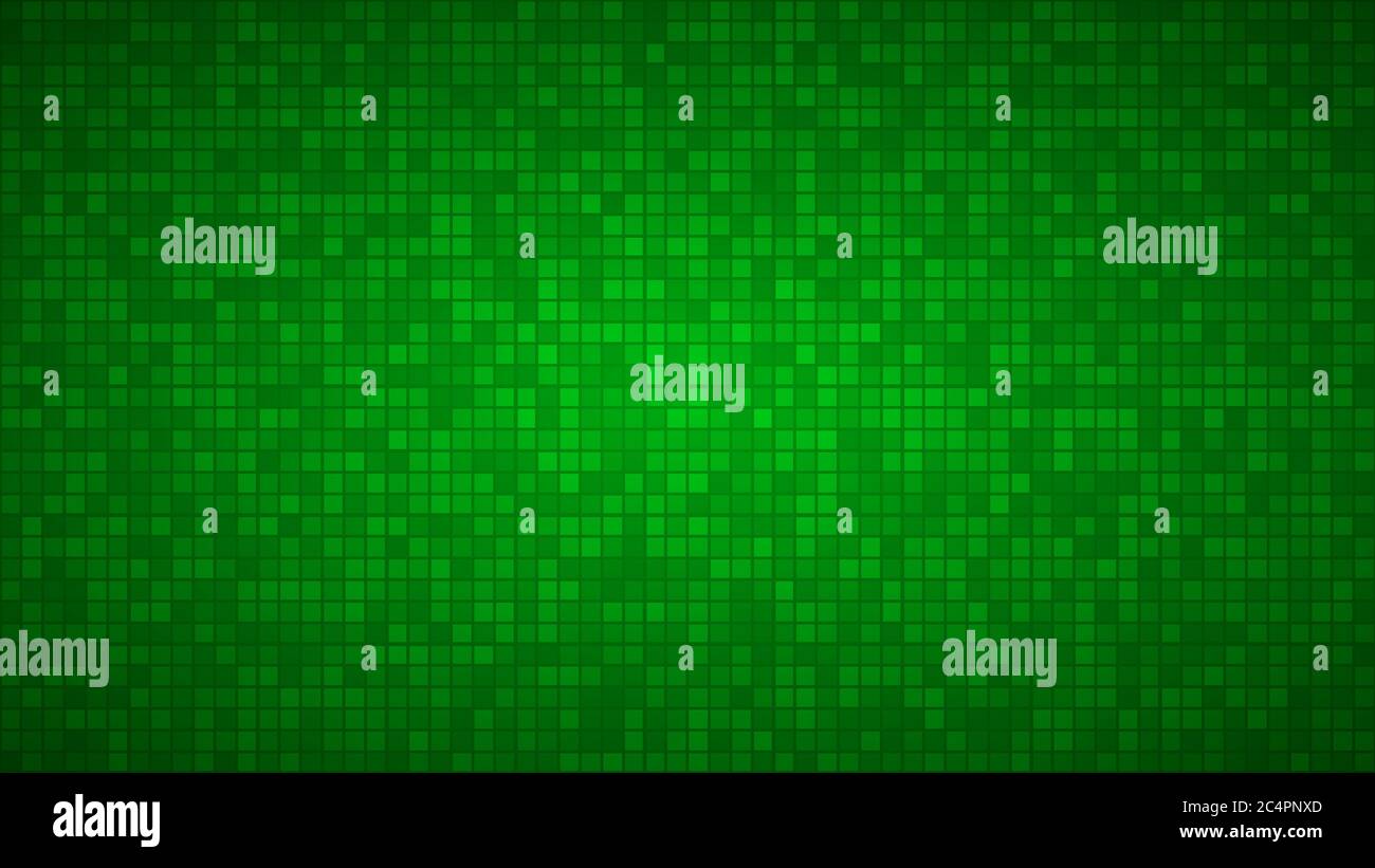 Abstract background of very small squares or pixels in green colors ...