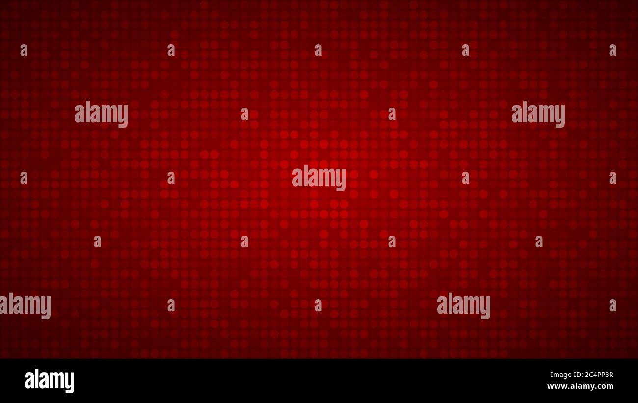 Abstract background of small circles or pixels in red colors Stock ...
