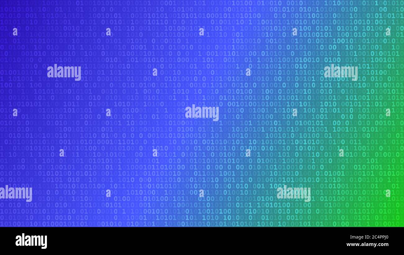 Abstract background of zeros ad ones in blue and green colors Stock ...