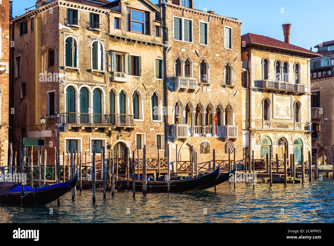 Vintage houses, Venice, Italy. View of facades of residential buildings ...