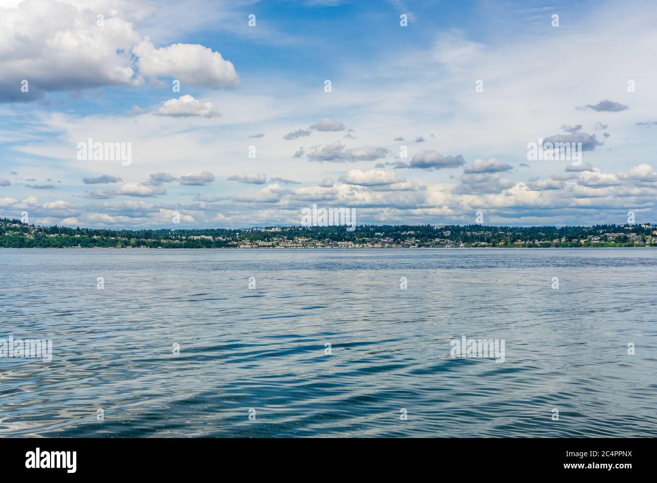 A view of the Seattle shoreline from a ferry Stock Photo - Alamy