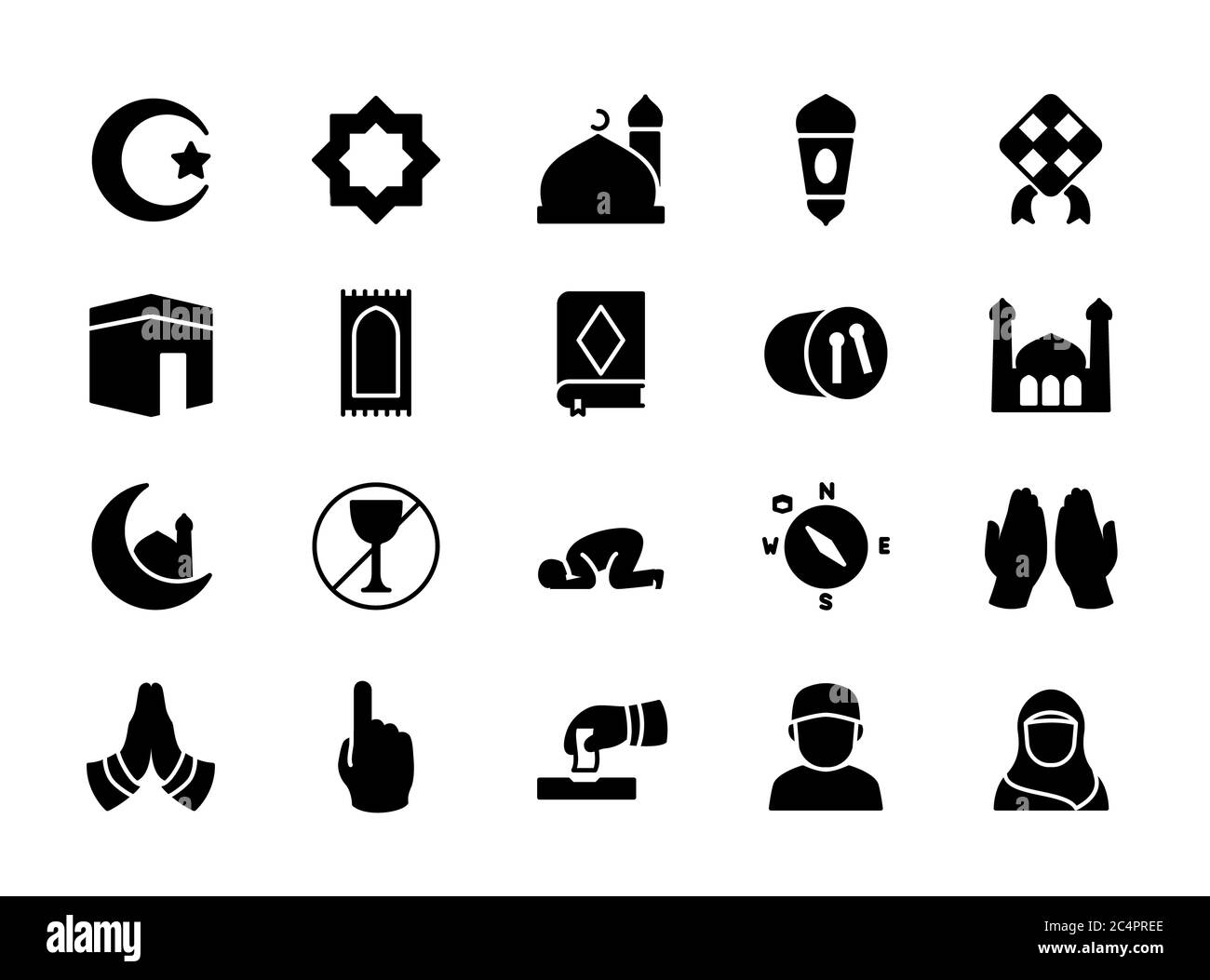 Islamic religion vector icon set isolated on white background modern ...