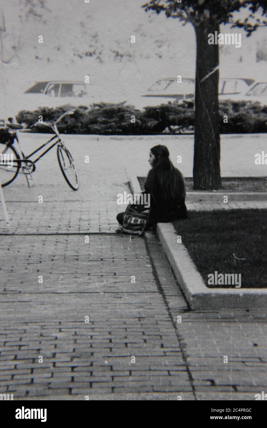 Fine 70s vintage black and white lifestyle photography of a man taking ...