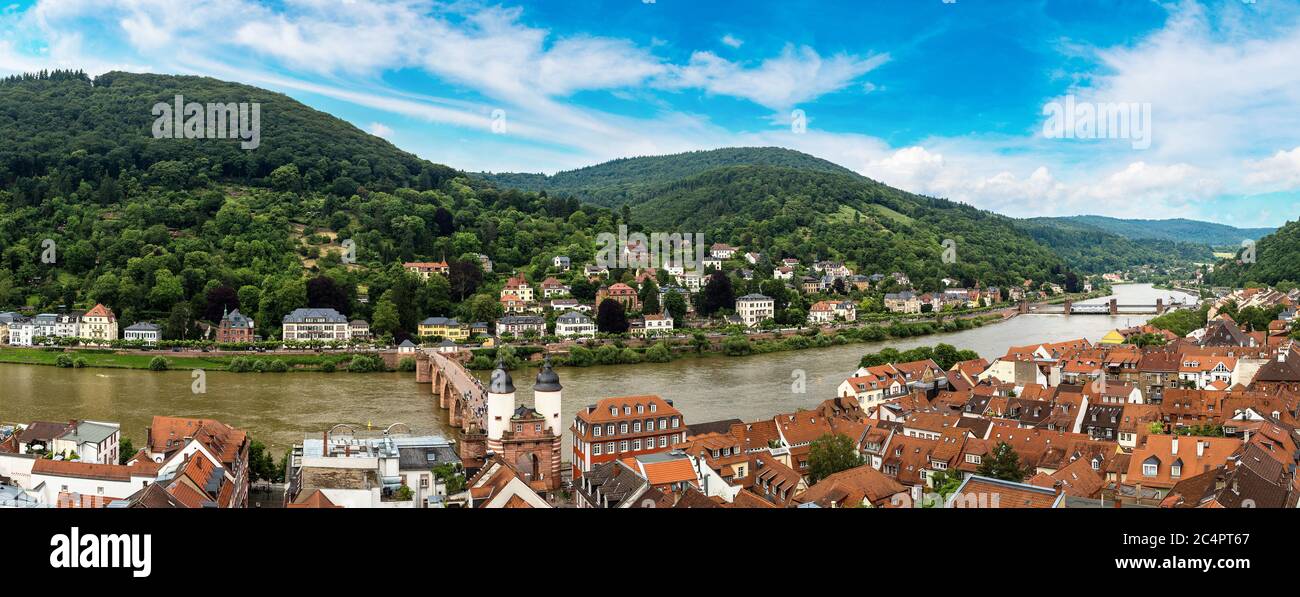 Panoramic aerial view of Heidelberg in a beautiful summer day, Germany ...