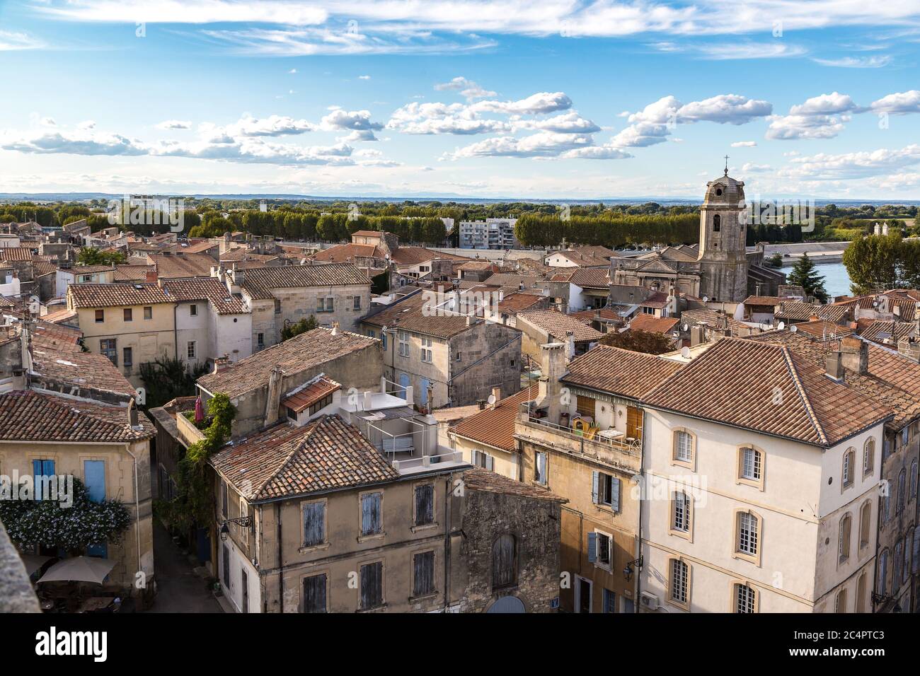 Aerial panoramic view of Arles, France in a beautiful summer day Stock ...