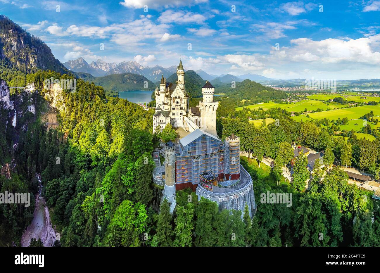 Neuschwanstein Castle in Fussen, Bavaria, Germany in a beautiful summer ...