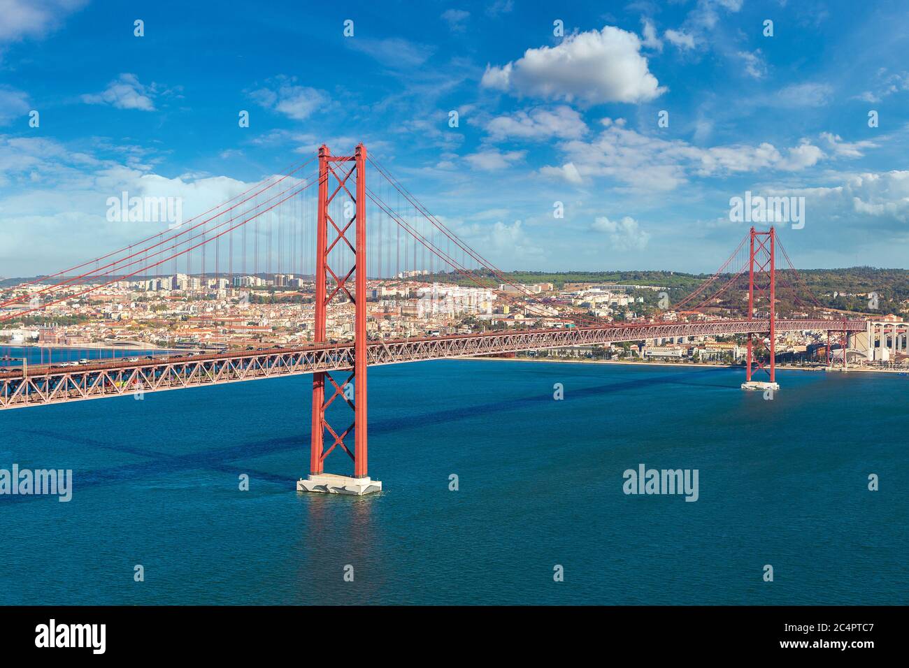 25th of April Bridge in Lisbon, Portugal in a beautiful summer day ...