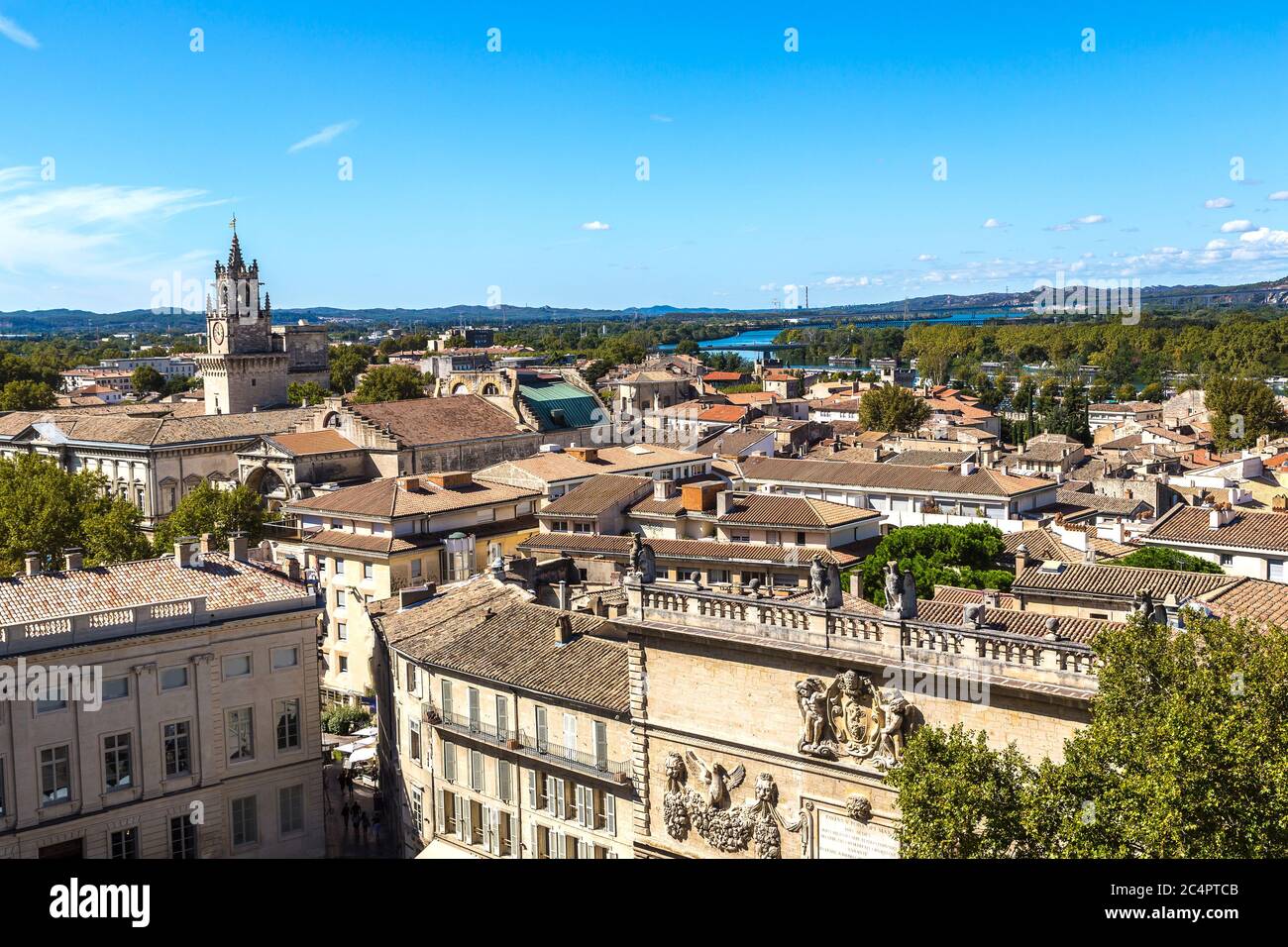 Panoramic aerial view of Avignon in a beautiful summer day, France ...