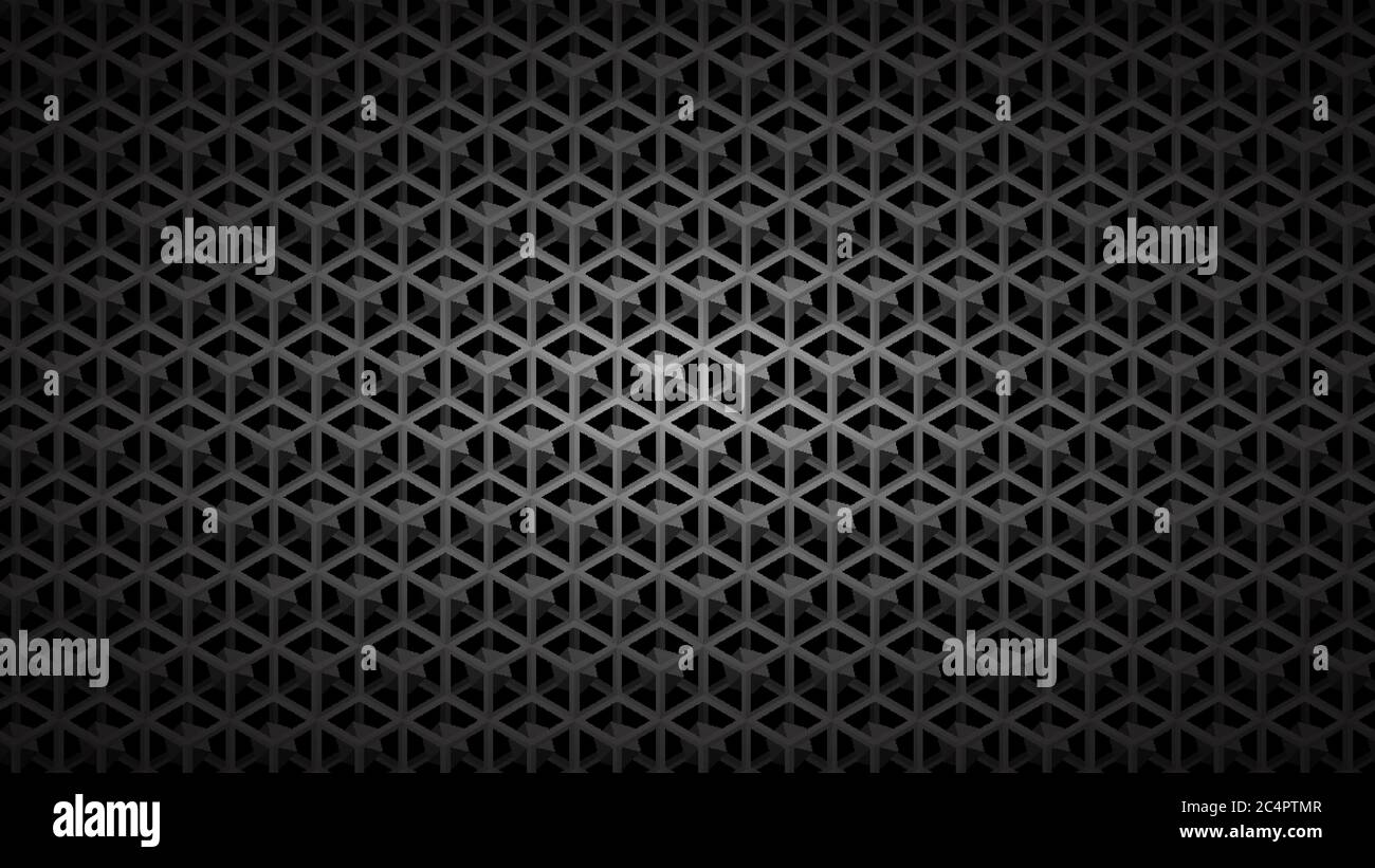 Abstract dark background of isometric grid with cubes in shades of ...
