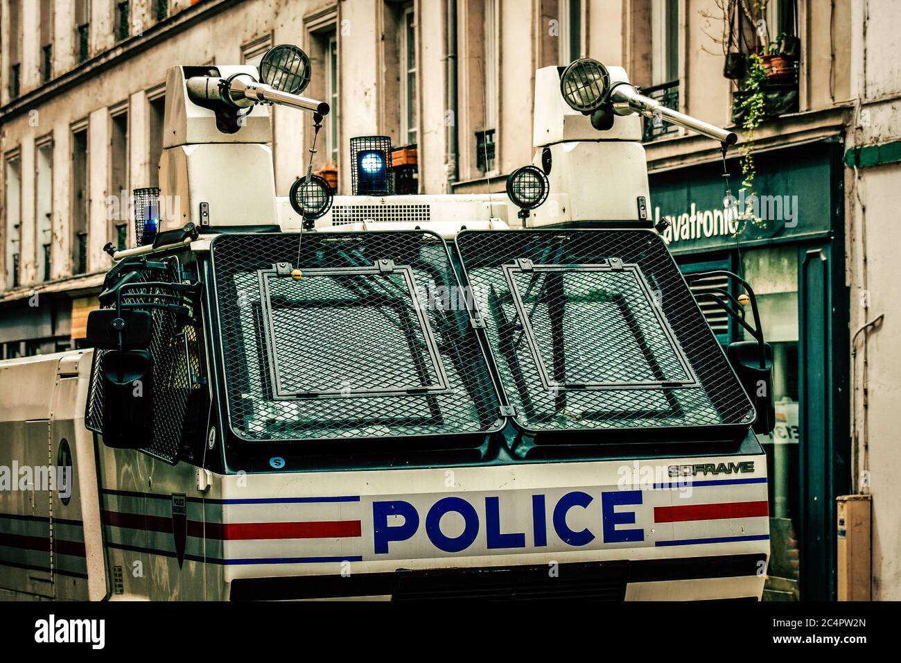 Paris France May 13, 2019 View of police car in the streets of Paris ...