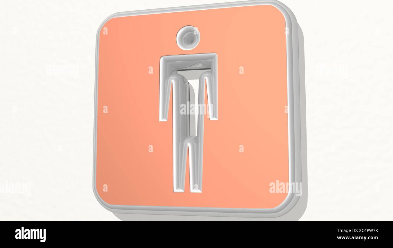 man sign made by 3D illustration of a shiny metallic sculpture on a ...