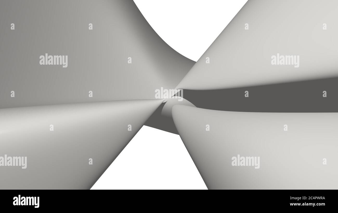 3D illustration of a geometrical shape of floral white color on a white ...