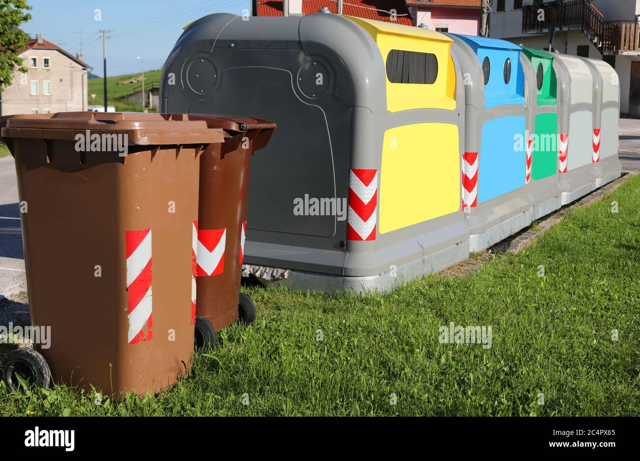 many bins for the separate collection of recyclable waste in the city ...