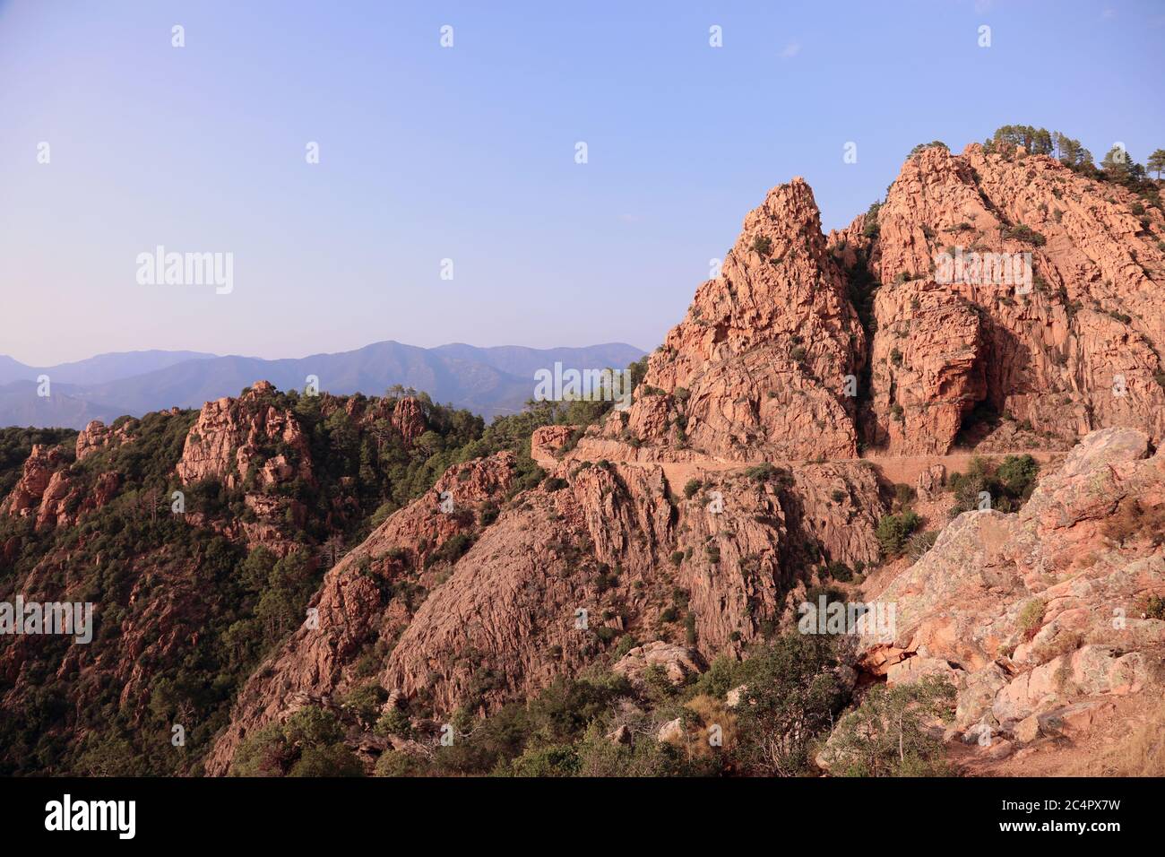 Wild landscape of Corsica island In France called the Calanques near ...