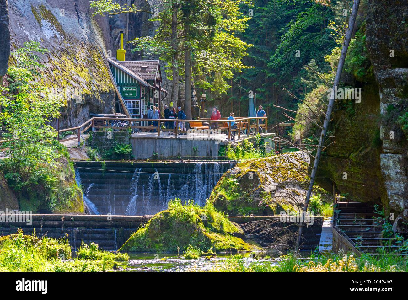 Edmund's gorge Ferry dock in Czech Switzerland National Park Stock ...