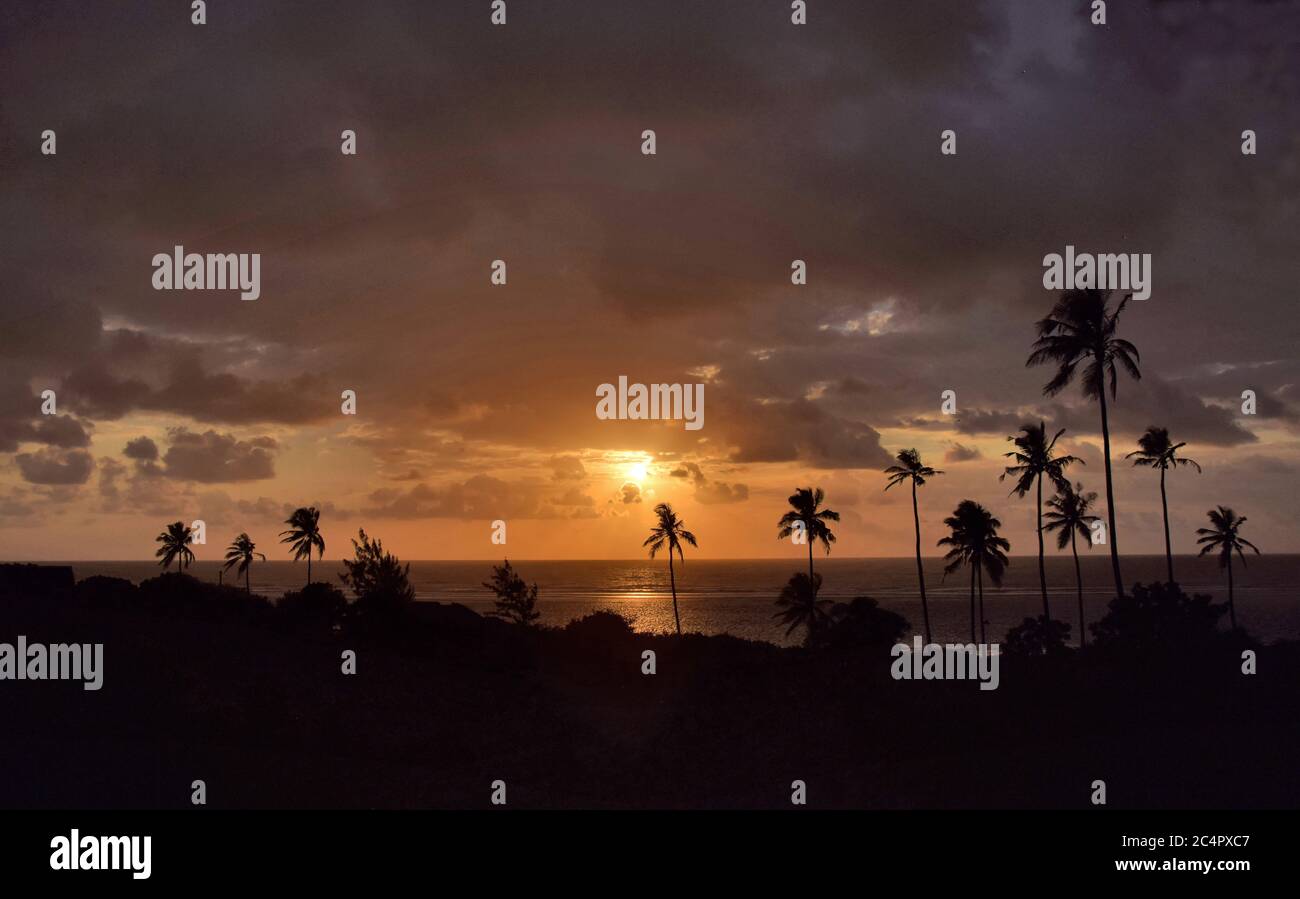 Sunset view on a beach in Mombasa, Kenya Stock Photo - Alamy