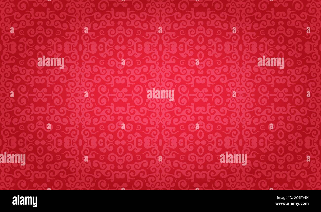 beautiful red abstract ornamental background with light in the center ...