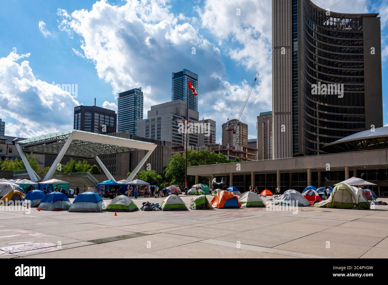 Toronto, Canada. 27th June 2020. General view of the homeless ...
