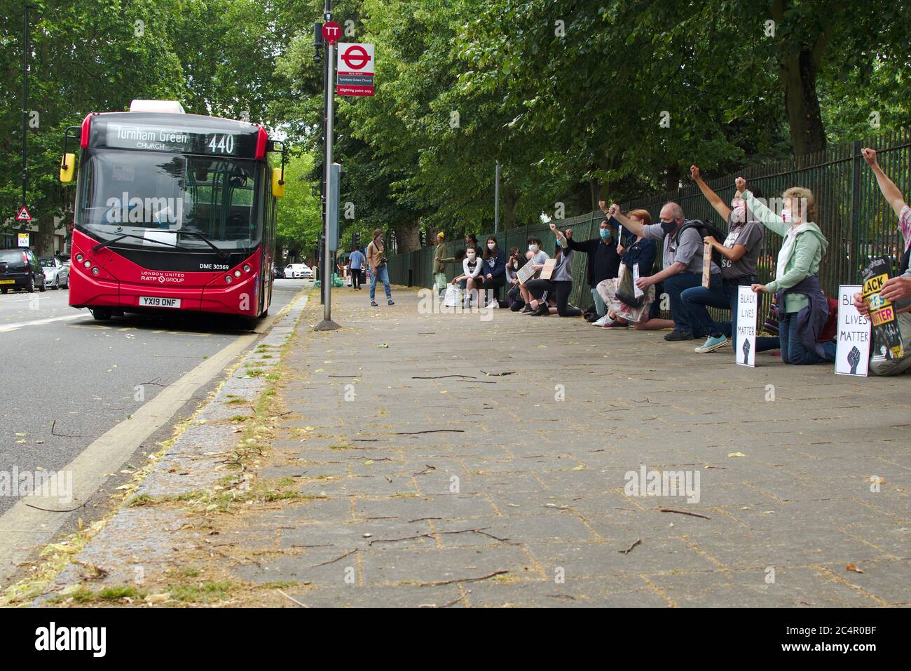 A peaceful protest was held at Christ Church in Chiswick, London W4 to ...