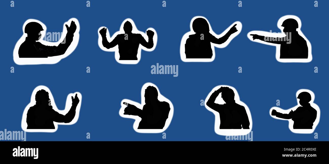 set of stickers with the silhouette of a motorcyclist, biker with ...
