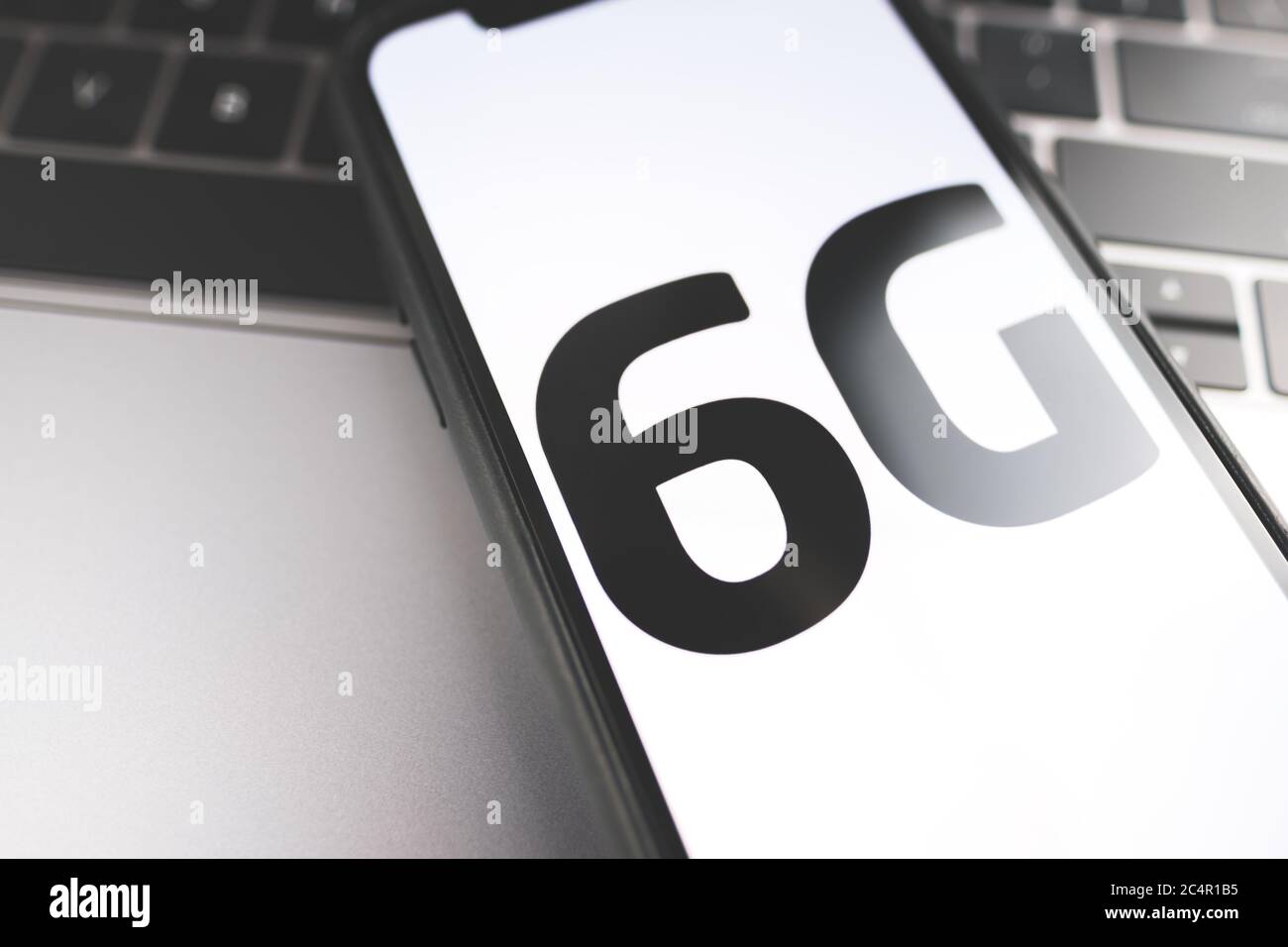 Smartphone with the logo of 6g internet networks on the screen Stock ...