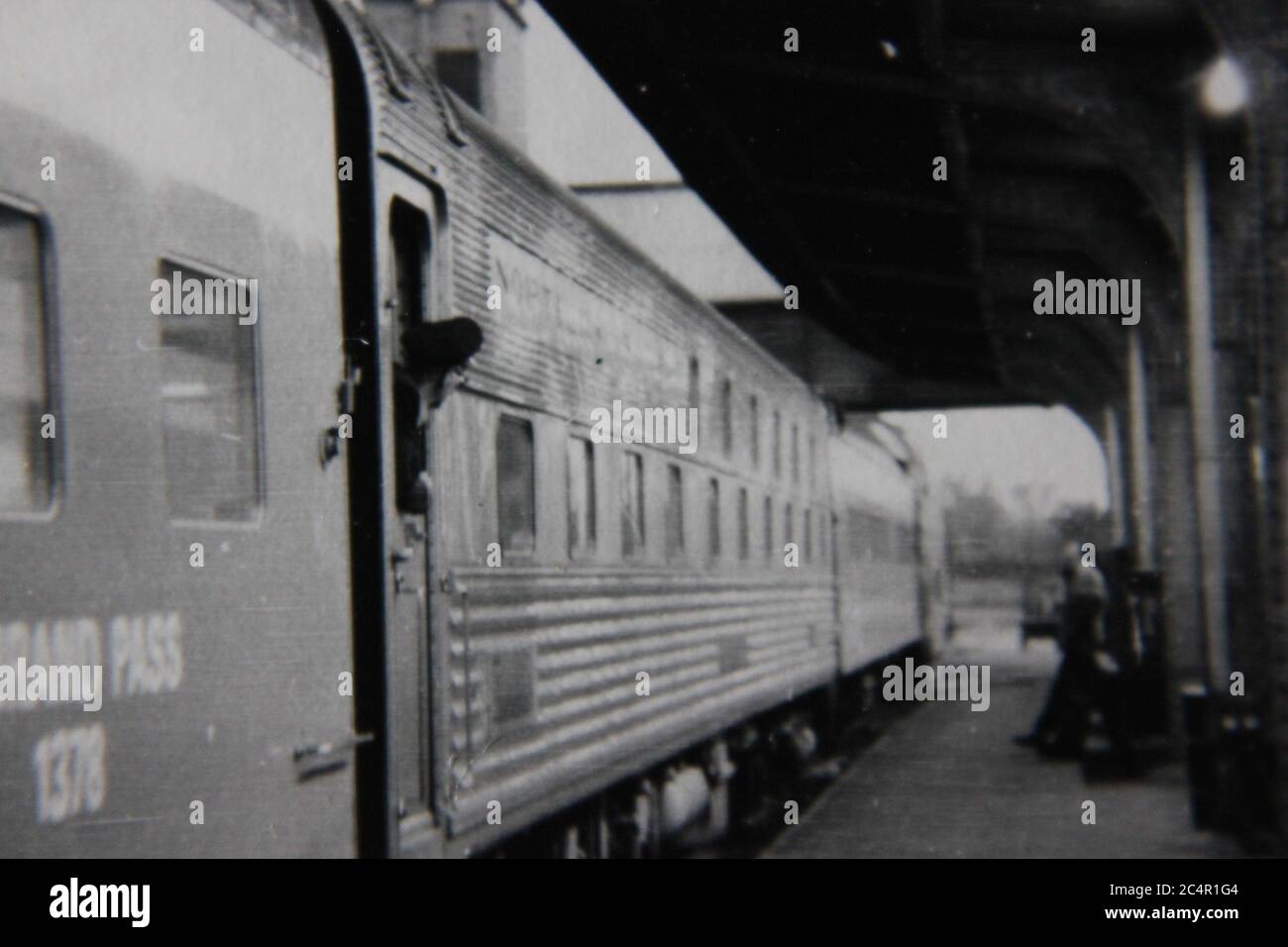 Fine 70s vintage black and white photography of a train at the train ...