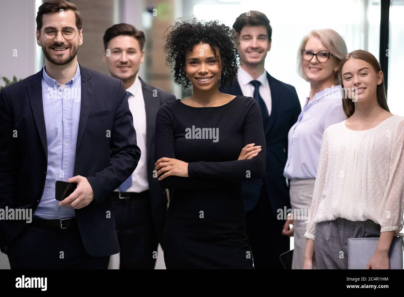 Confident african american business woman boss with happy ...