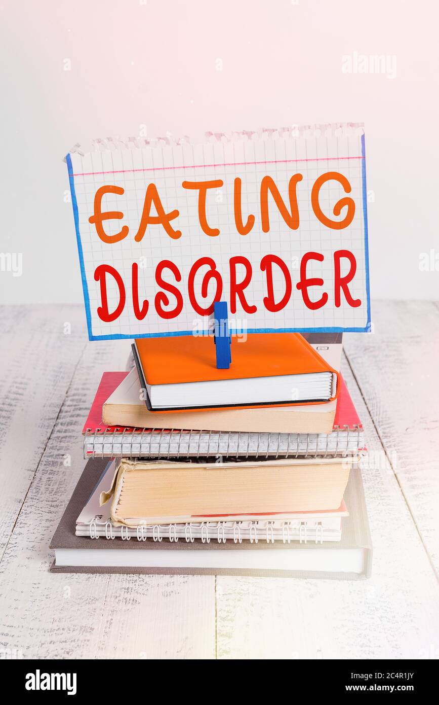 Text sign showing Eating Disorder. Business photo text illnesses or ...