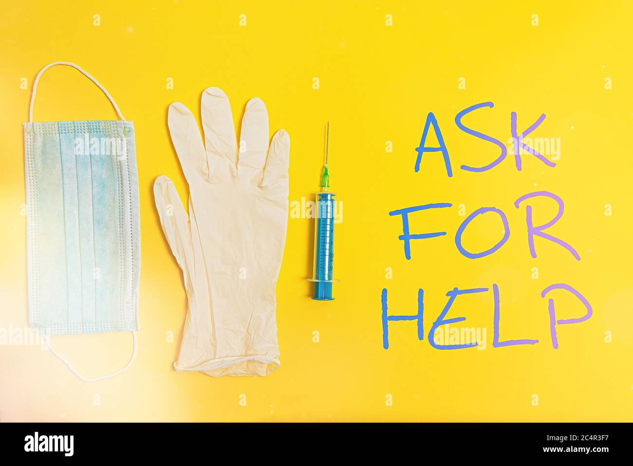 Text sign showing Ask For Help. Business photo text put a question or ...